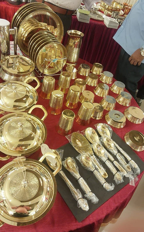 57 Pc 100% Pure Pittal Lilly Dinner set – Anand Gift House