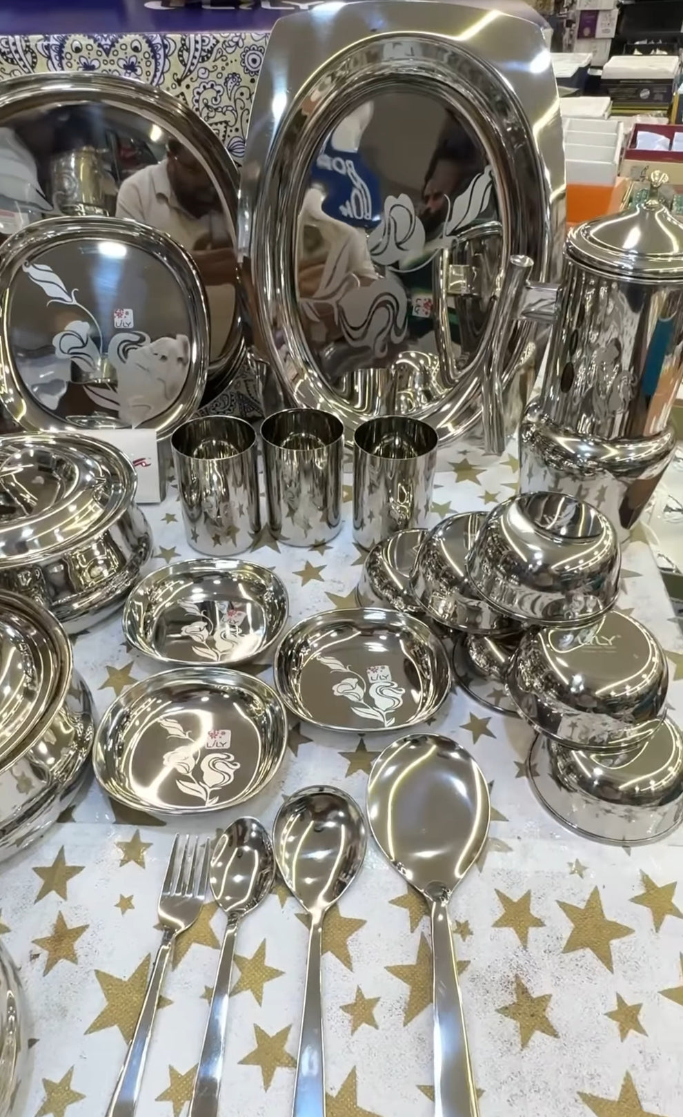 Lily 63pc 100% Pure stainless steel dinner set – Anand Gift House